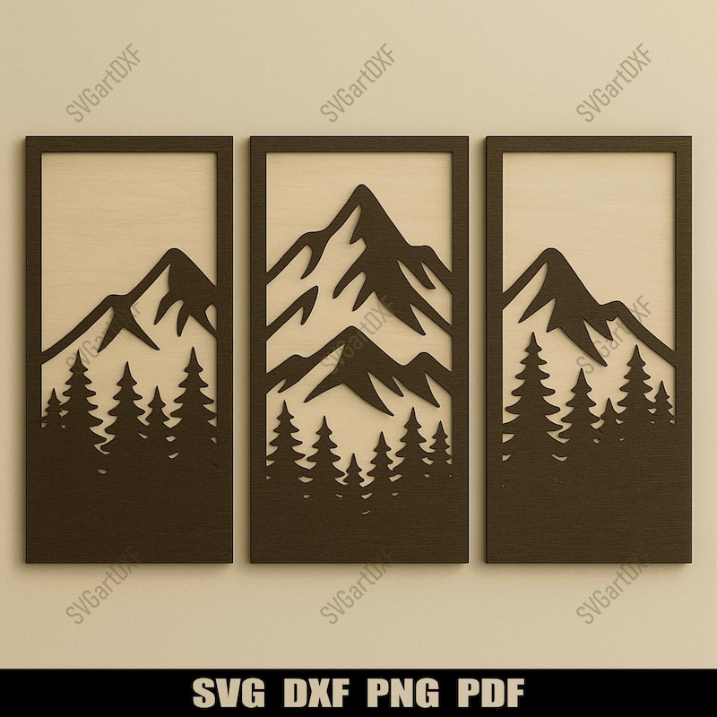 3 Panel Mountain Svg - Etsy