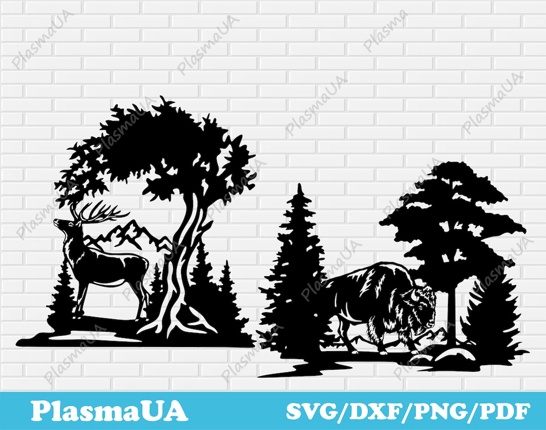 Deer Scene Dxf for Plasma Cut Wisent Dxf File Decor Making - Etsy
