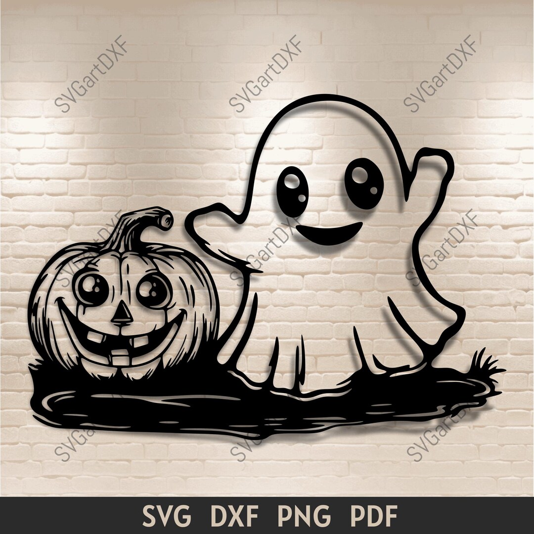 Ghost With Pumpkin Svg for Cricut, Laser Engraving Design, Halloween ...