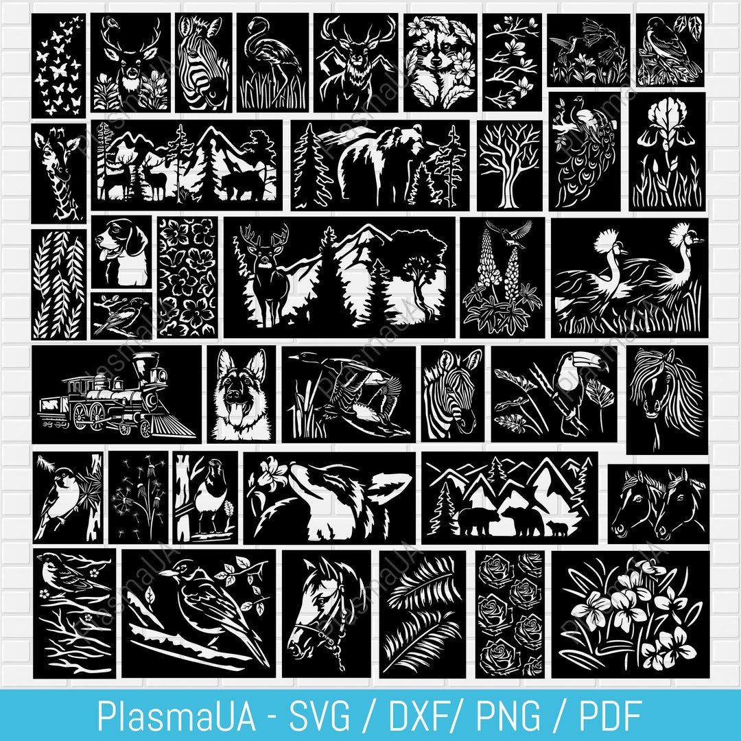 Nature Panels Svg Dxf Png Pdf – Wildlife CNC Designs for Laser and ...