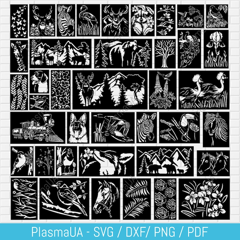 Nature Panels Svg Dxf Png Pdf – Wildlife CNC Designs for Laser and ...