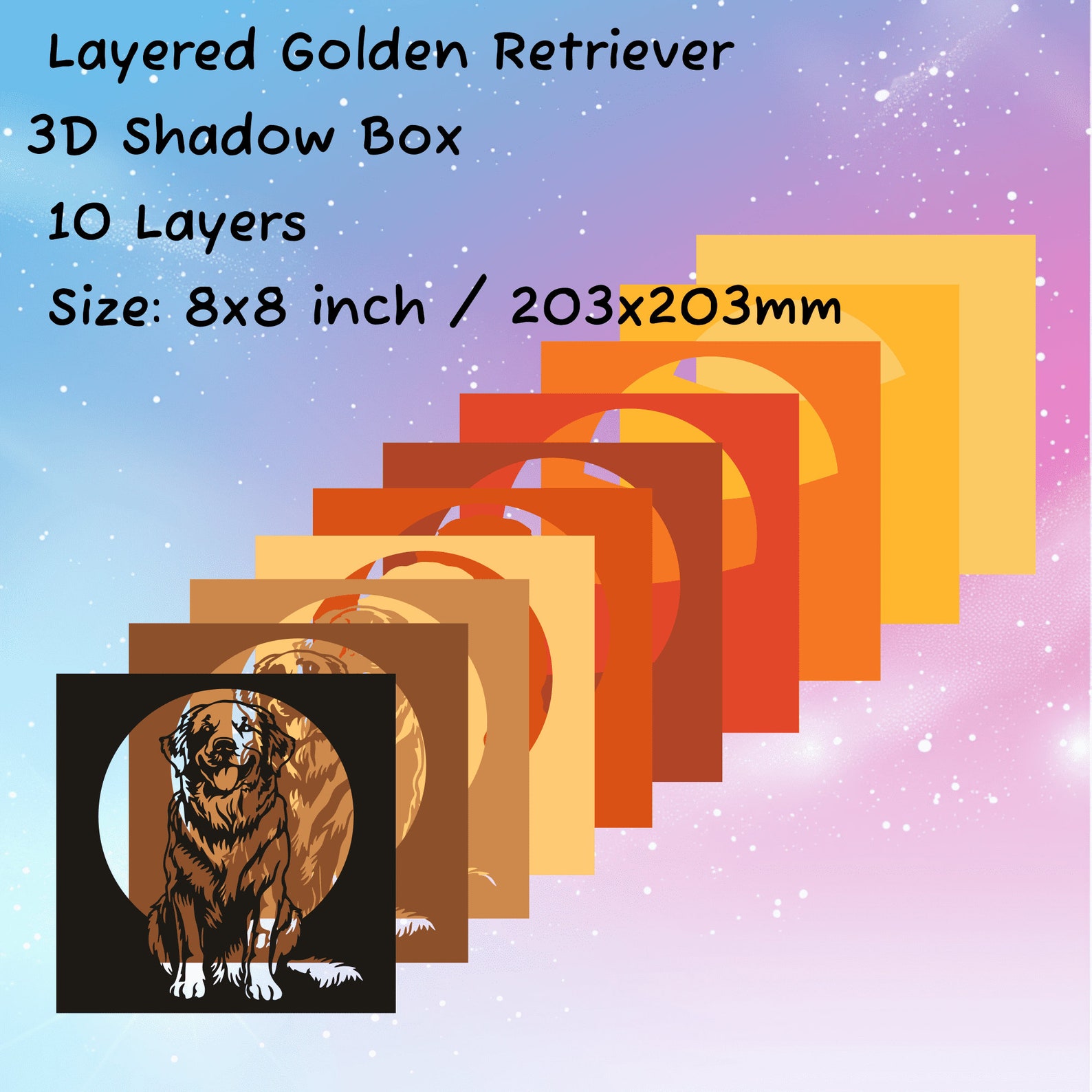 3D Golden Retriever Layered Svg, 3D Shadow Box Template, Layered Cut ...
