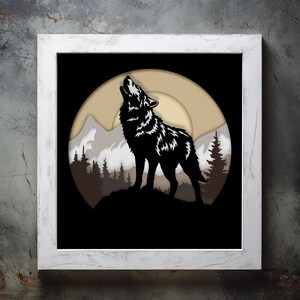 3D Wolf Shadow Box SVG Template - DIY Wall Art Craft - Instant Download ...