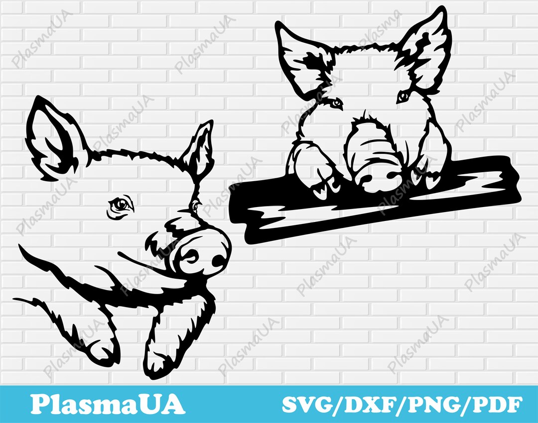 Pigs Svg Cutting Files, Animals Vector Graphics, Pig Dxf Files, Farm ...