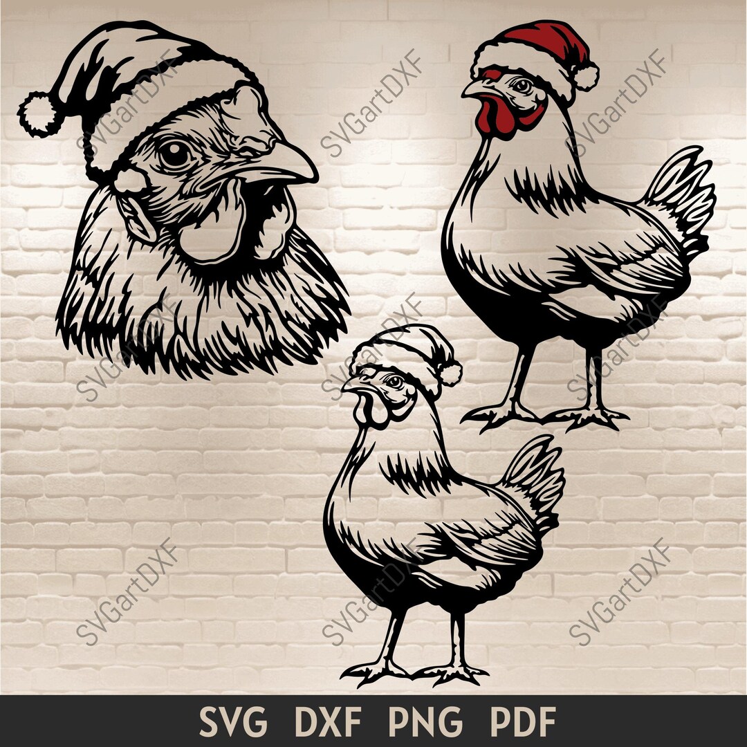 Christmas Chickens Svg, Christmas Animals Clipart, Chicken With Santa ...