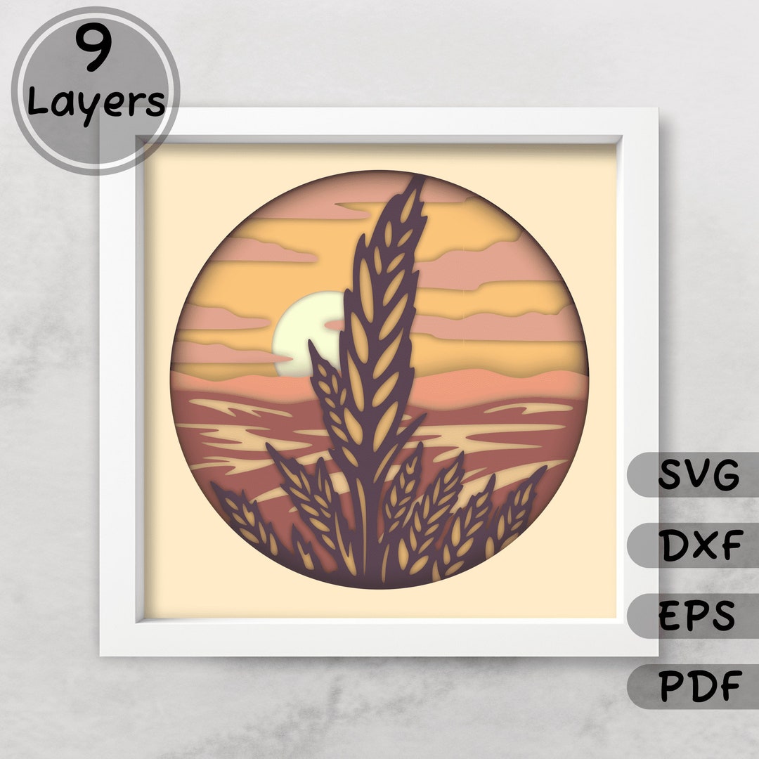 Layered Ears of Wheat Shadow Box SVG, Paper 3D Art, Cricut SVG, Diy ...