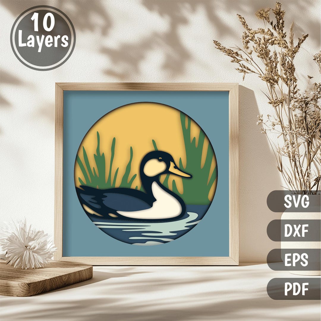 Layered Duck Scene Svg, 3D Shadow Box Template, Cut Files for Cricut ...