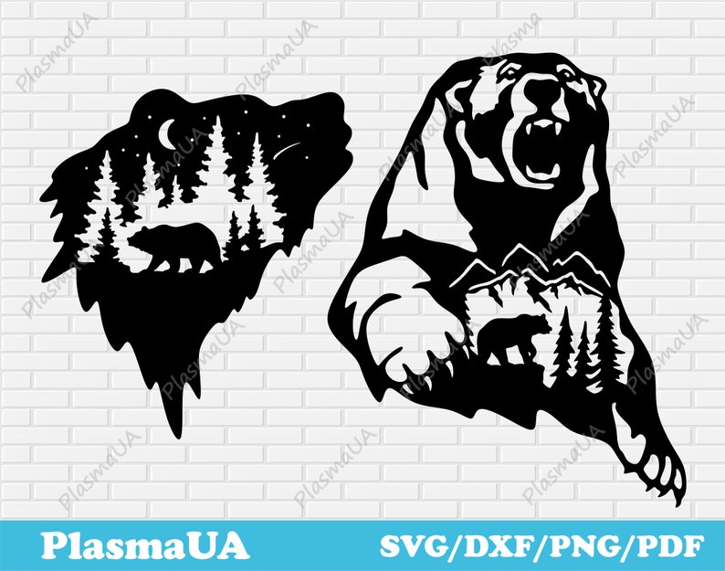 Bear Art Dxf Bear Scene Dxf for Laser Cut Metal Decor Dxf - Etsy