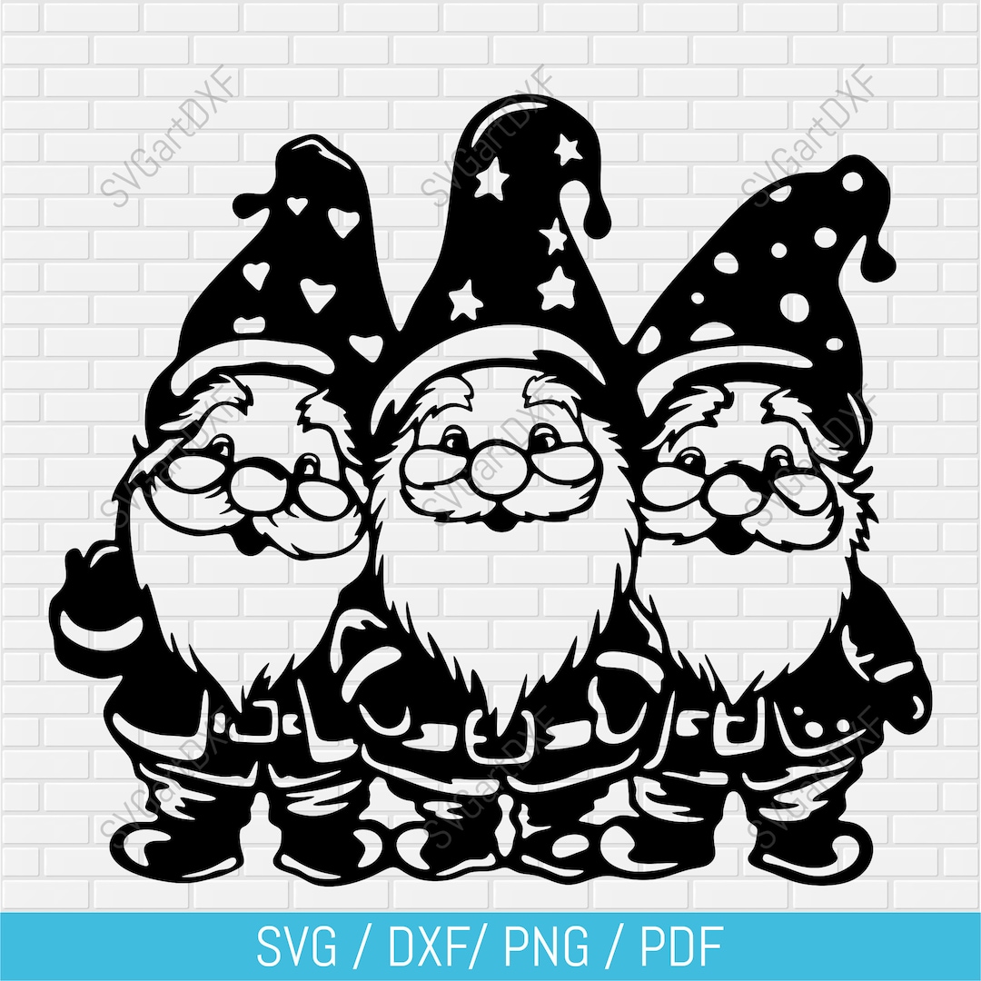 Christmas Gnomes Svg Files, Silhouette Gnomes, Svg for Cricut, Dxf for ...
