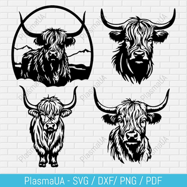Highland Cow Dxf - Etsy