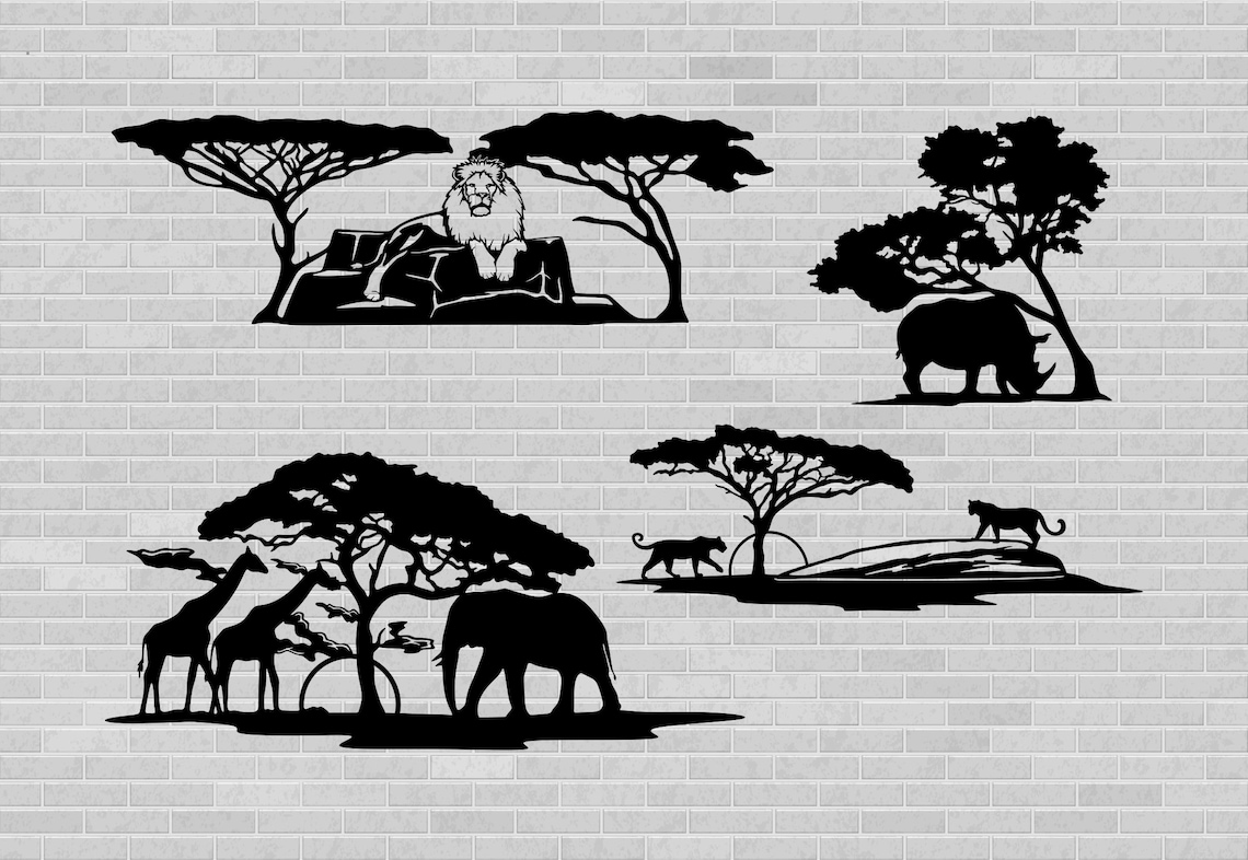 Wildlife Scene Dxf Animals Scenes Dxf African Animals Dxf | Etsy