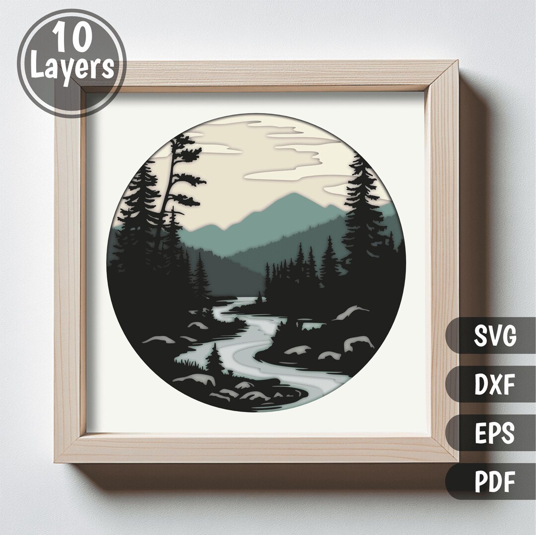 Nature Scene Layered Svg, Shadow Box 3D Crafts, Cricut & CNC Projects ...