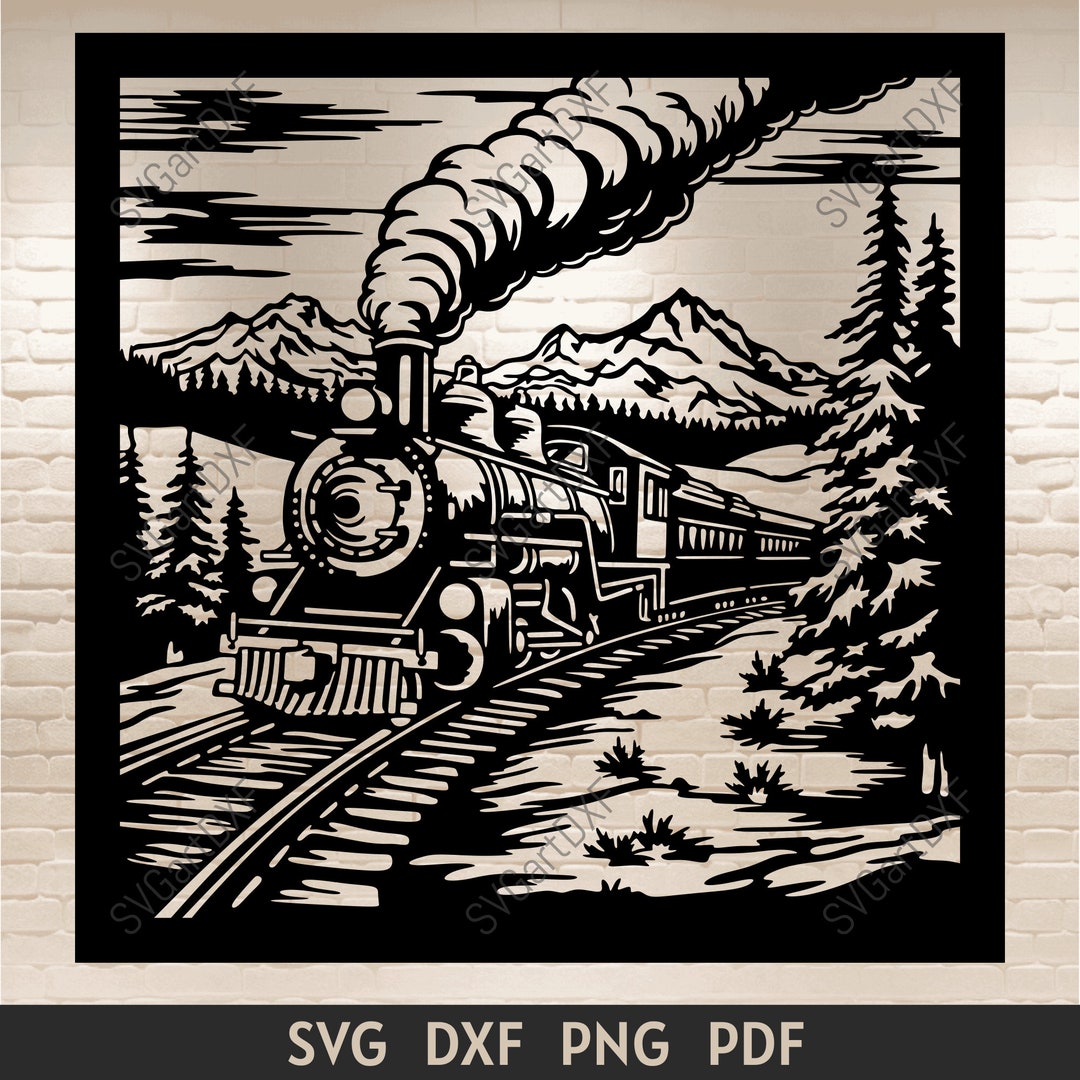 Steam Train Svg Dxf Cut Files, Panel Train Svg for Cricut, Panel Dxf ...