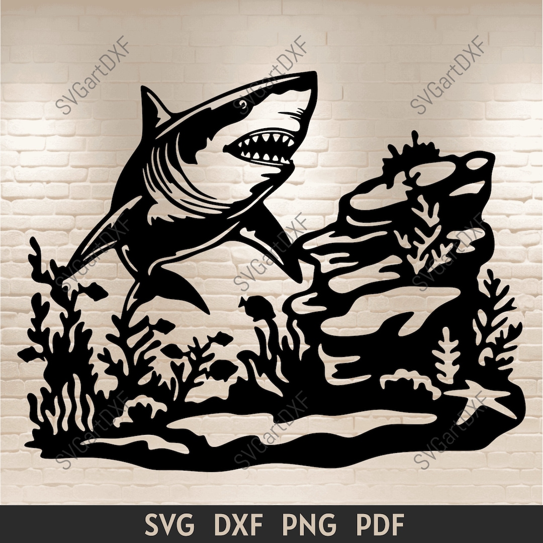 Ocean Scene Svg, Cut Files for Cricut, Shark Svg, Shark Dxf Files for ...