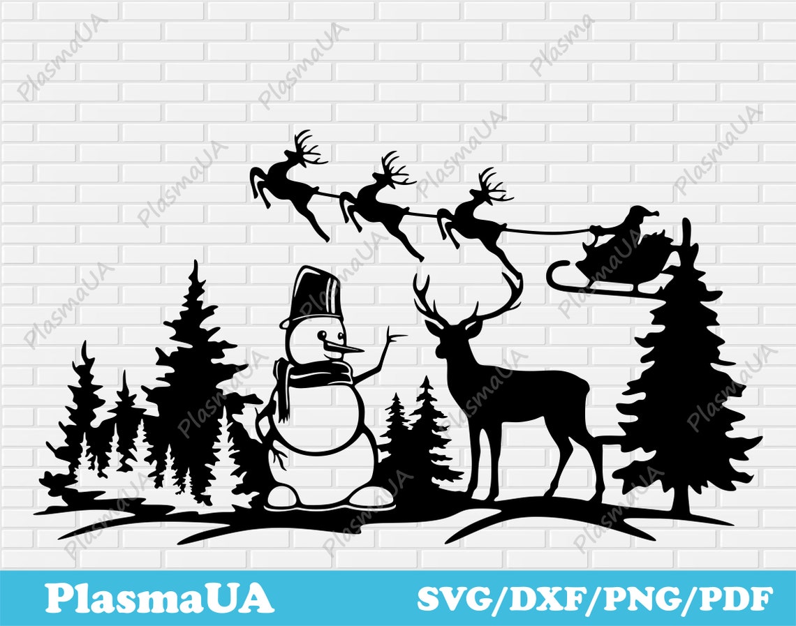 Christmas Scene Cut Files Christmas Dxf Santa Claus Svg - Etsy