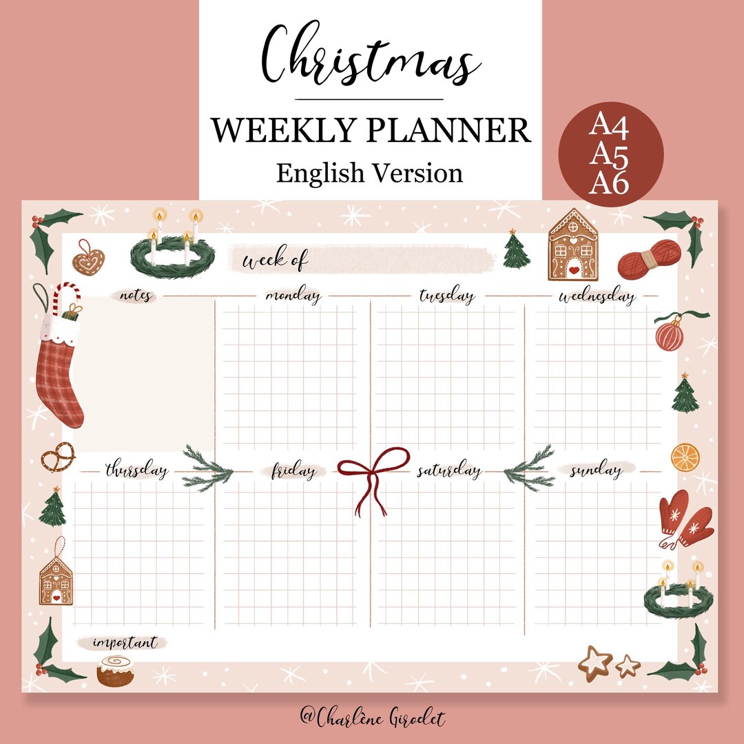 Weekly CHRISTMAS Planner / Printable Weekly Organizer in ENGLISH ...