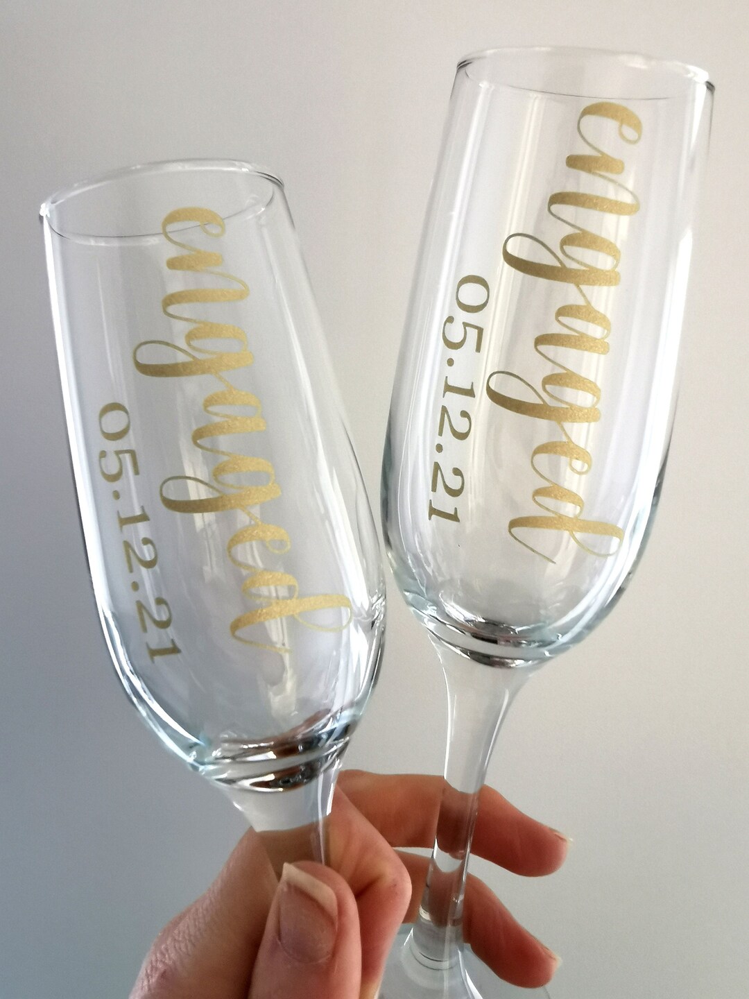 Pair of engagement glasses, engagement flutes, personalised engagement ...