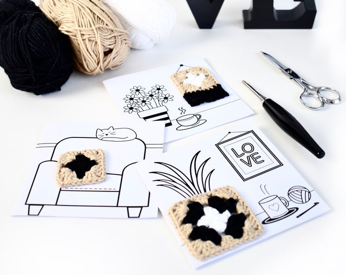 Crochet Granny Square PATTERN and PRINTABLE Cards PDF - Etsy