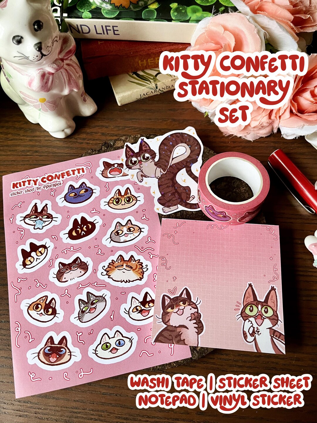Kitty Confetti Stationary Set! Cute Cat Stationary for Bullet ...