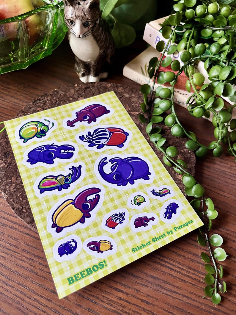 BEEBOS! Cute Beetle Stickers for Bullet Journalling, Bug Sticker Sheet ...
