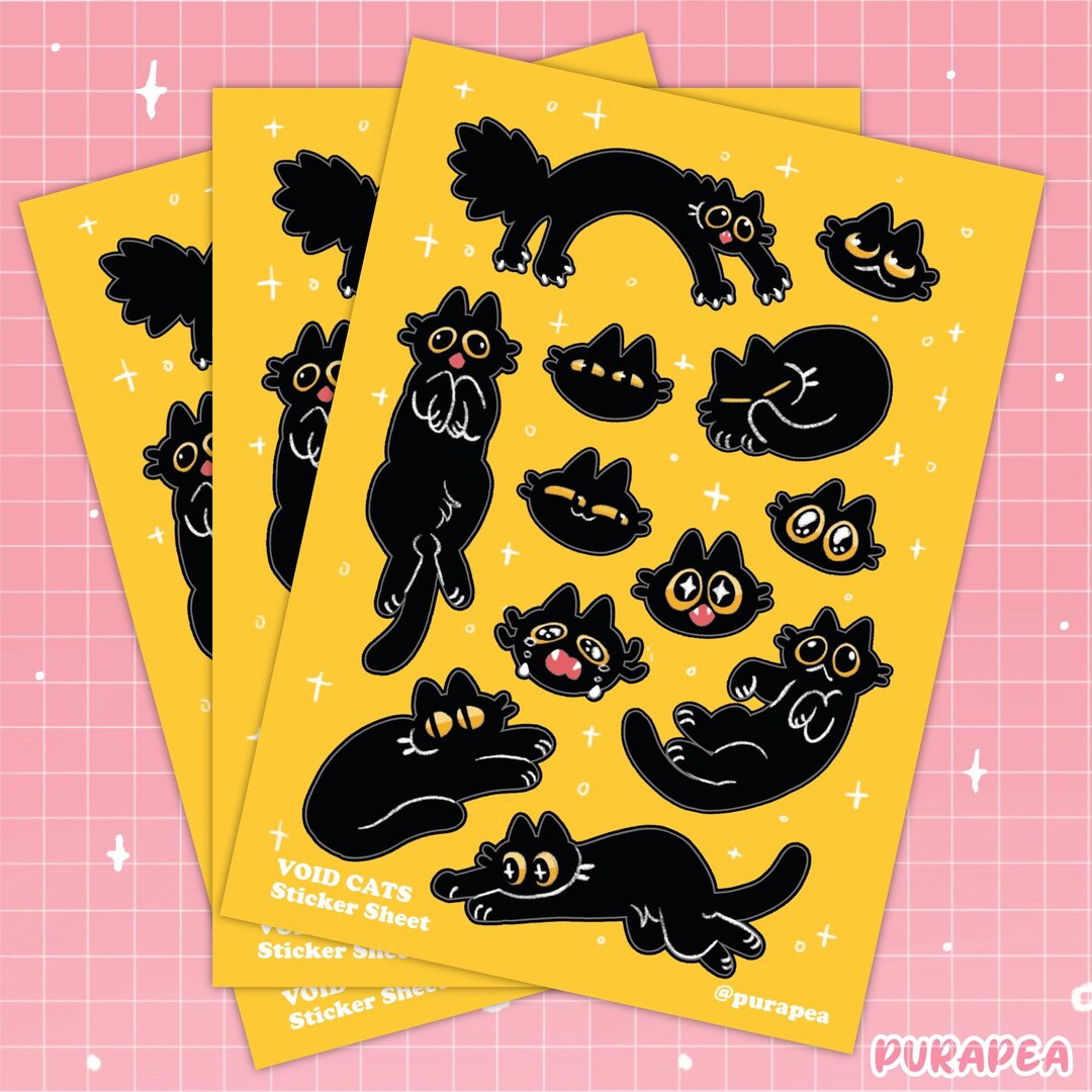 VOID CATS Cute Mini Cat Stickers for Bullet Journalling, Black Cat ...