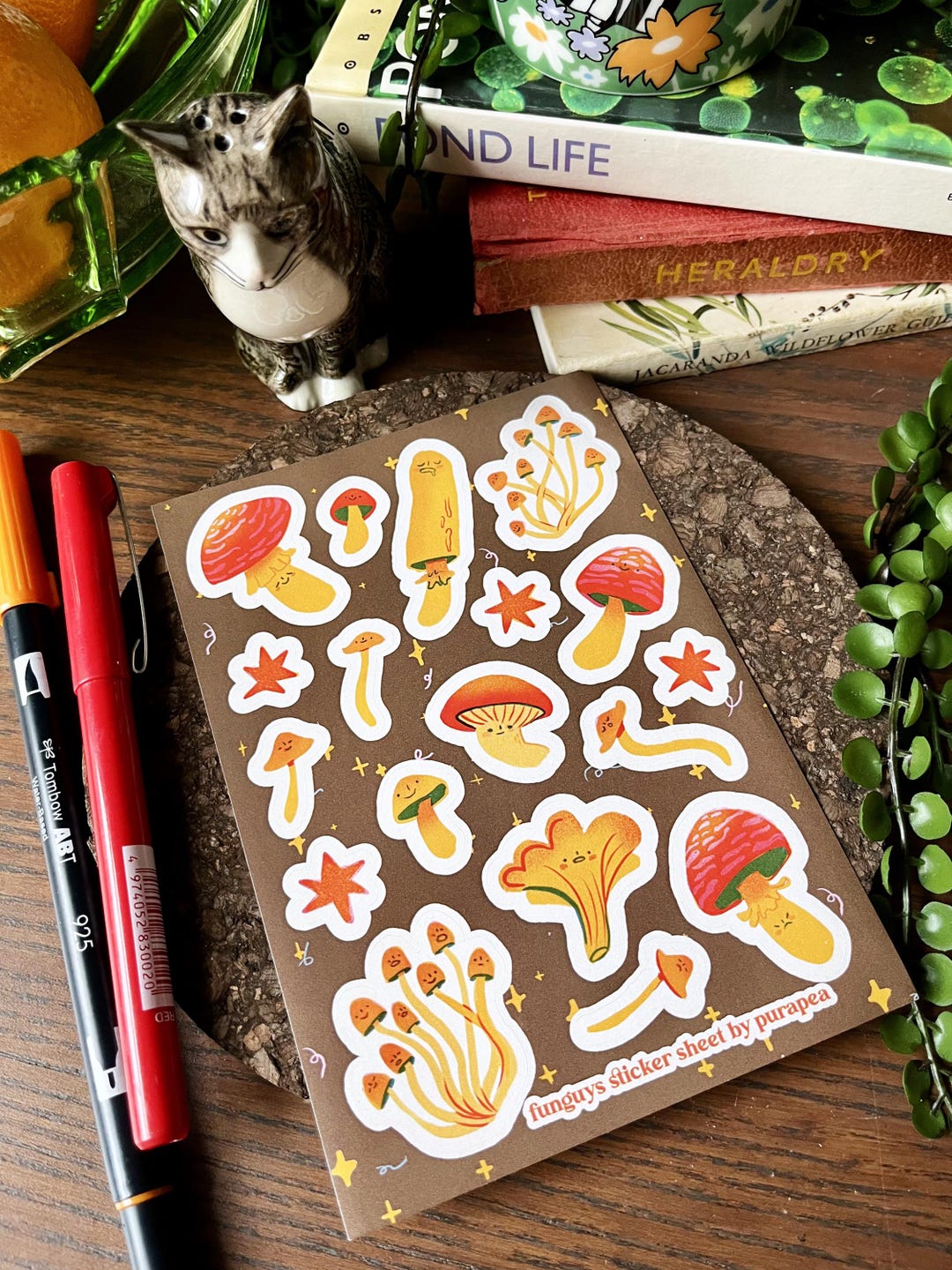 FUNGUYS Cute A6 Mushroom Stickers for Bullet Journalling, Mushroom ...