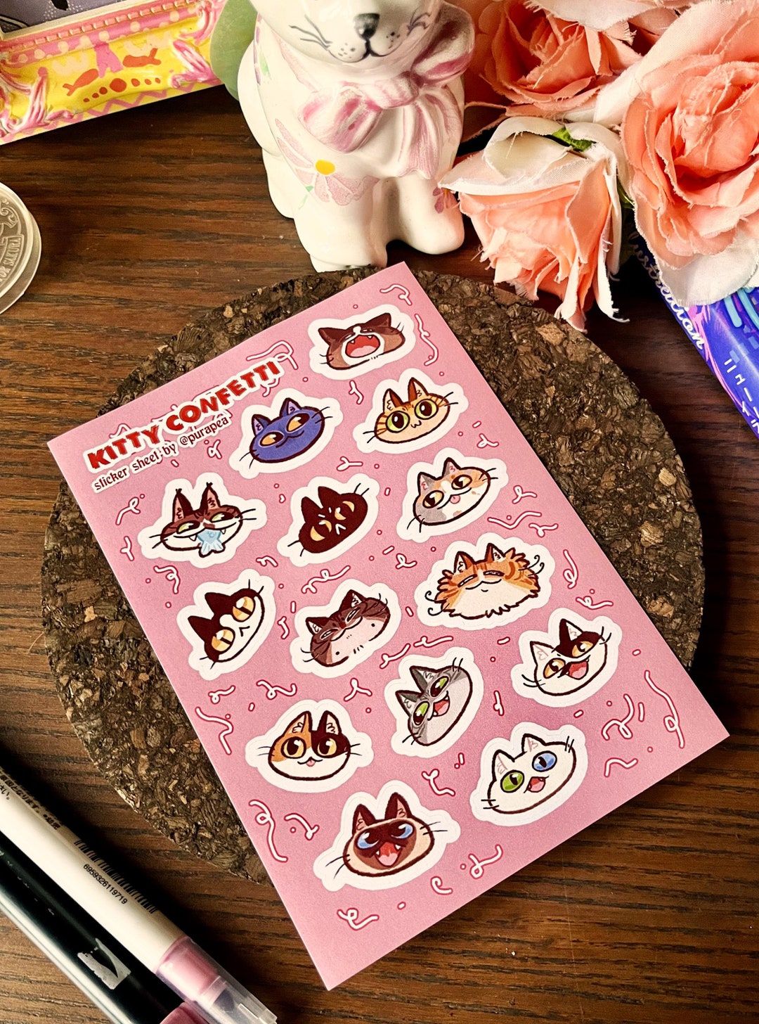 Cat Confetti! Cute Mini Cat Stickers for Bullet Journalling, Cute Cat ...