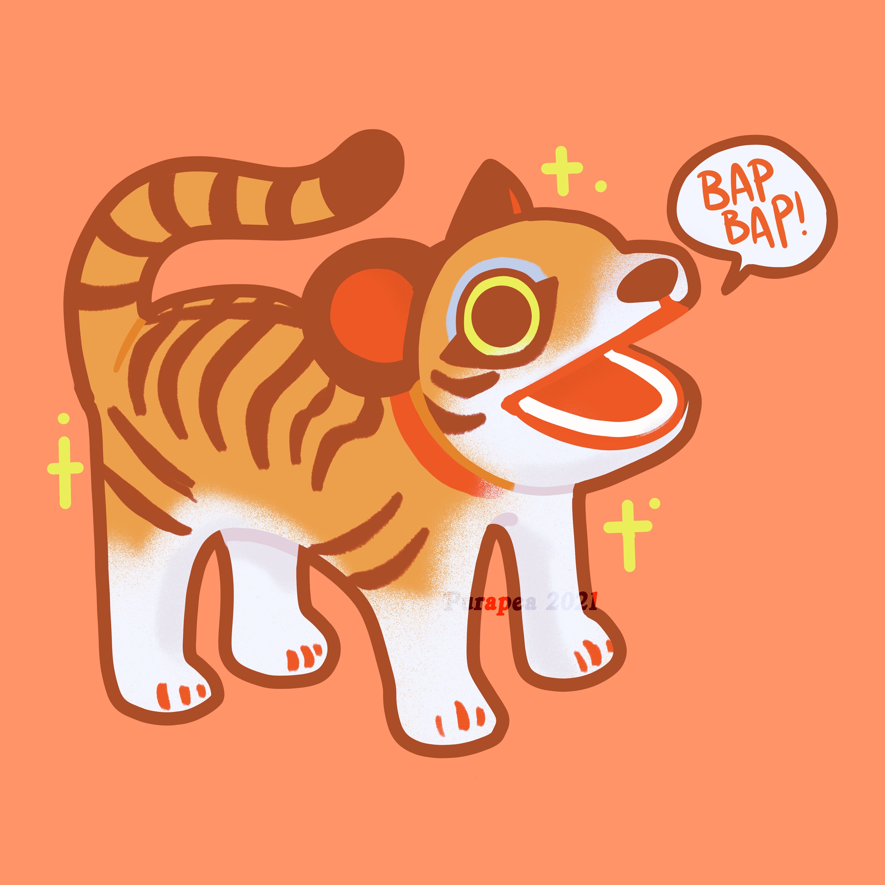 Bap Bap! Paper Tiger From Animal Crossing Square Print - Etsy