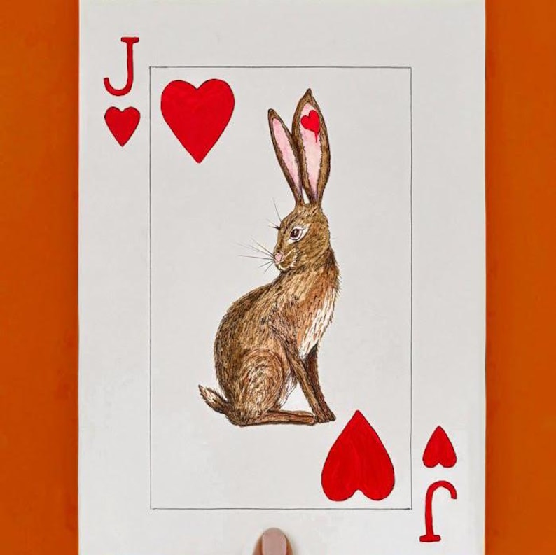 Jackrabbit, Jack of Hearts Playing Card Art Print - Etsy