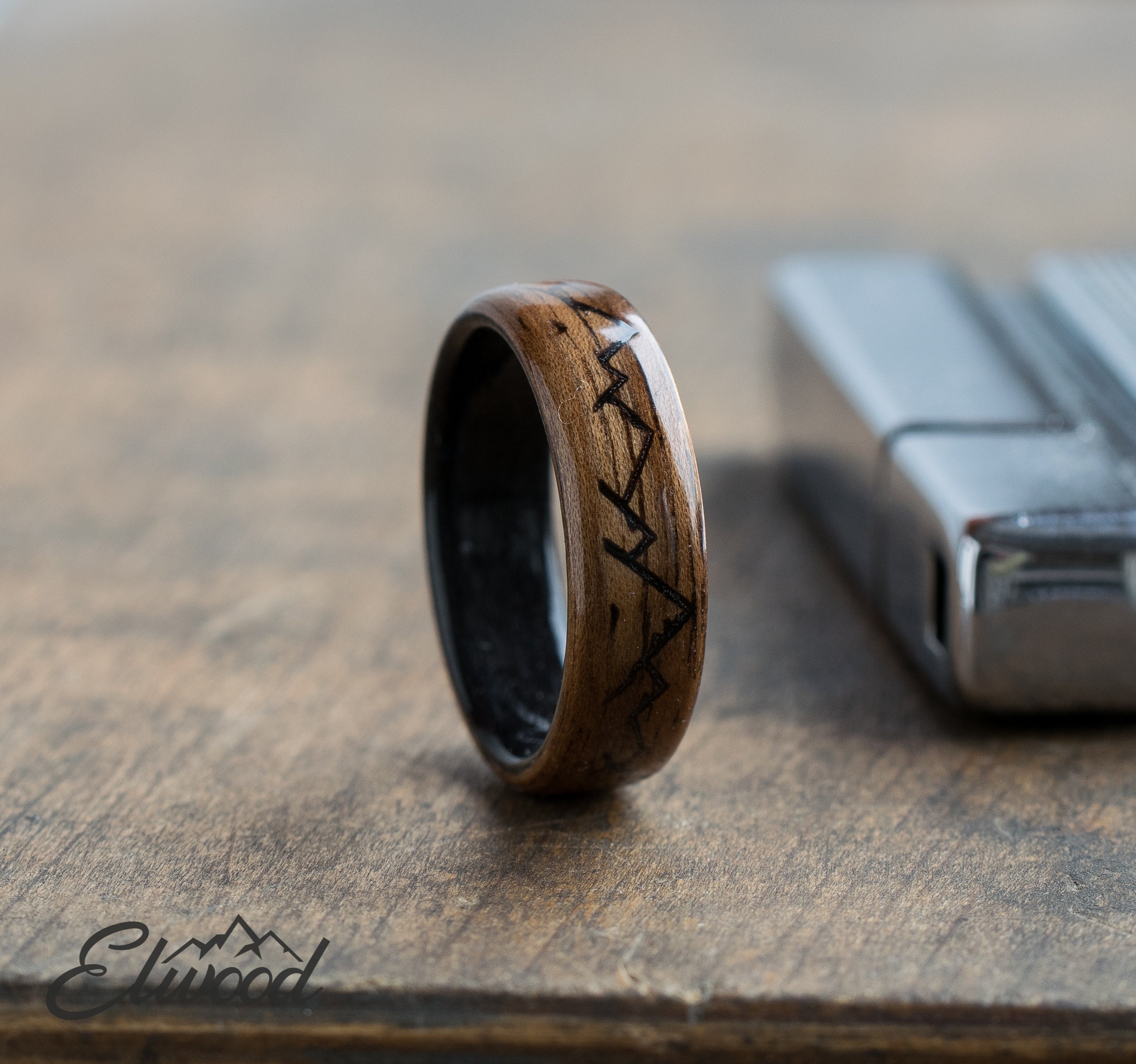 Mountain Ring American Walnut Ring With Mountain Range | Etsy