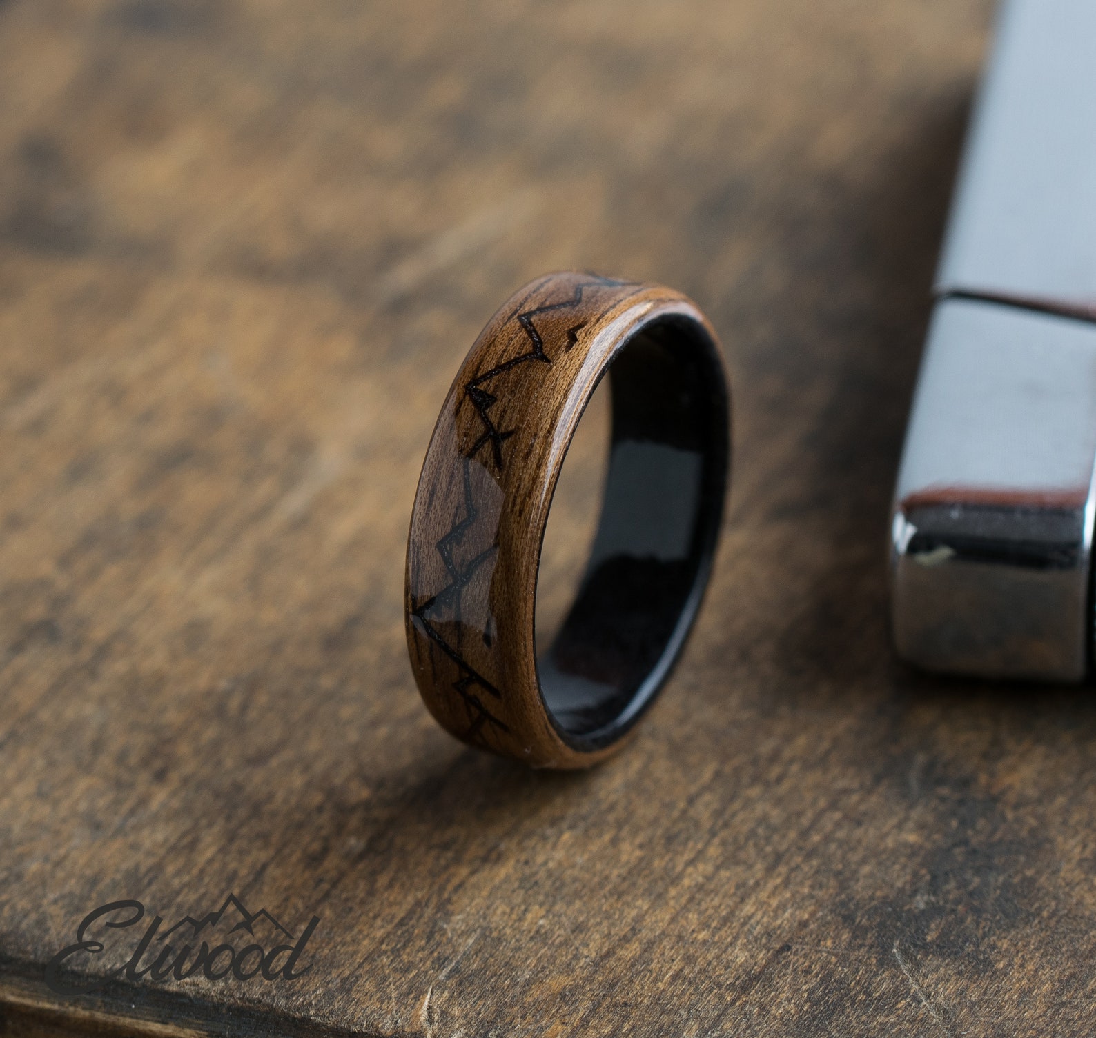 Mountain Ring American Walnut Ring With Mountain Range | Etsy
