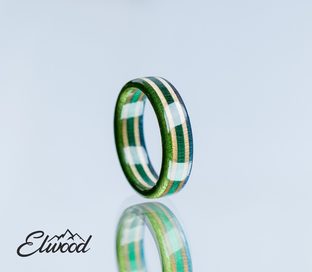 Green Ring - Wedding Ring - Unique Band - Wooden Ring - Boyfriend Gift ...