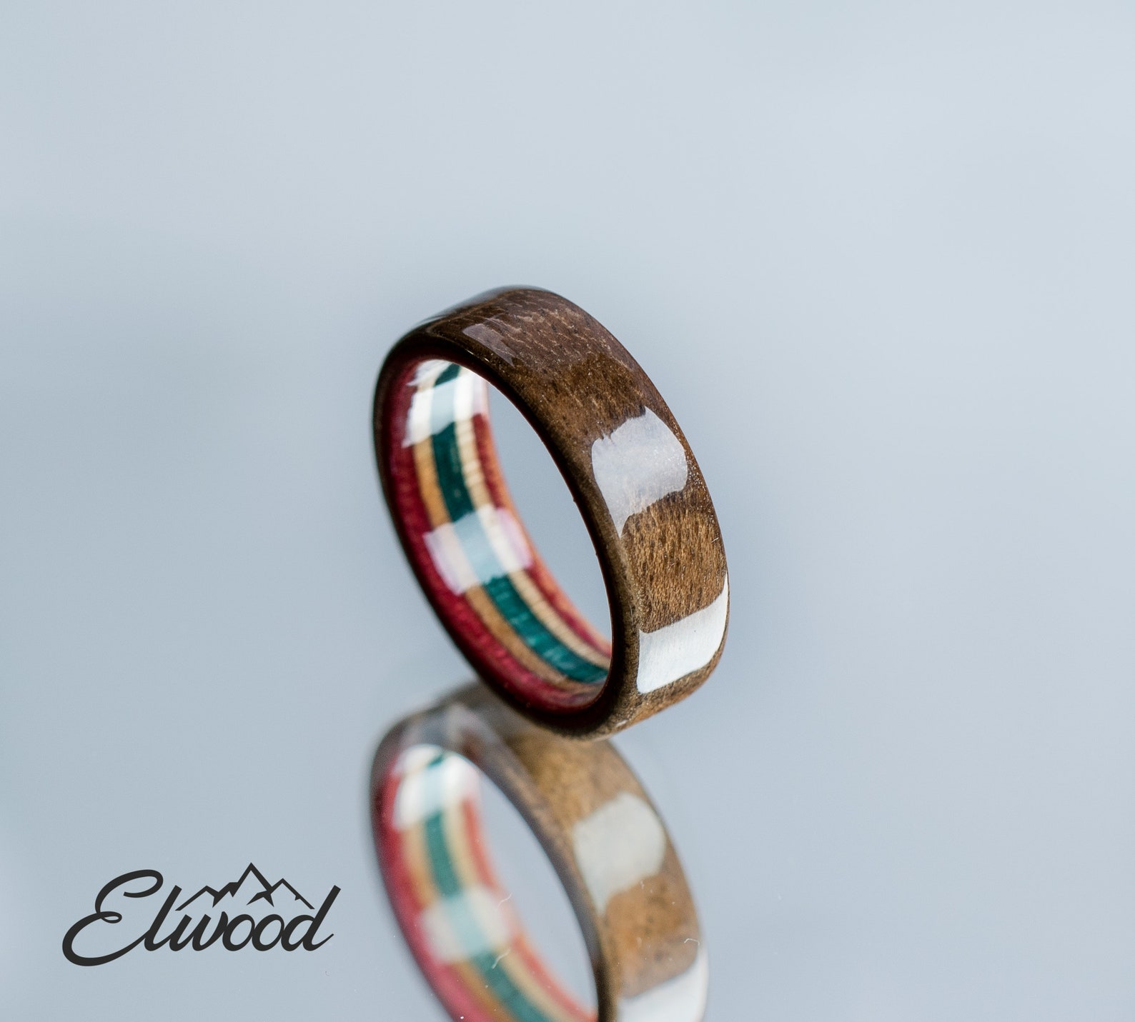 Walnut and Canadian Maple Ring Wedding Ring Red and Green - Etsy