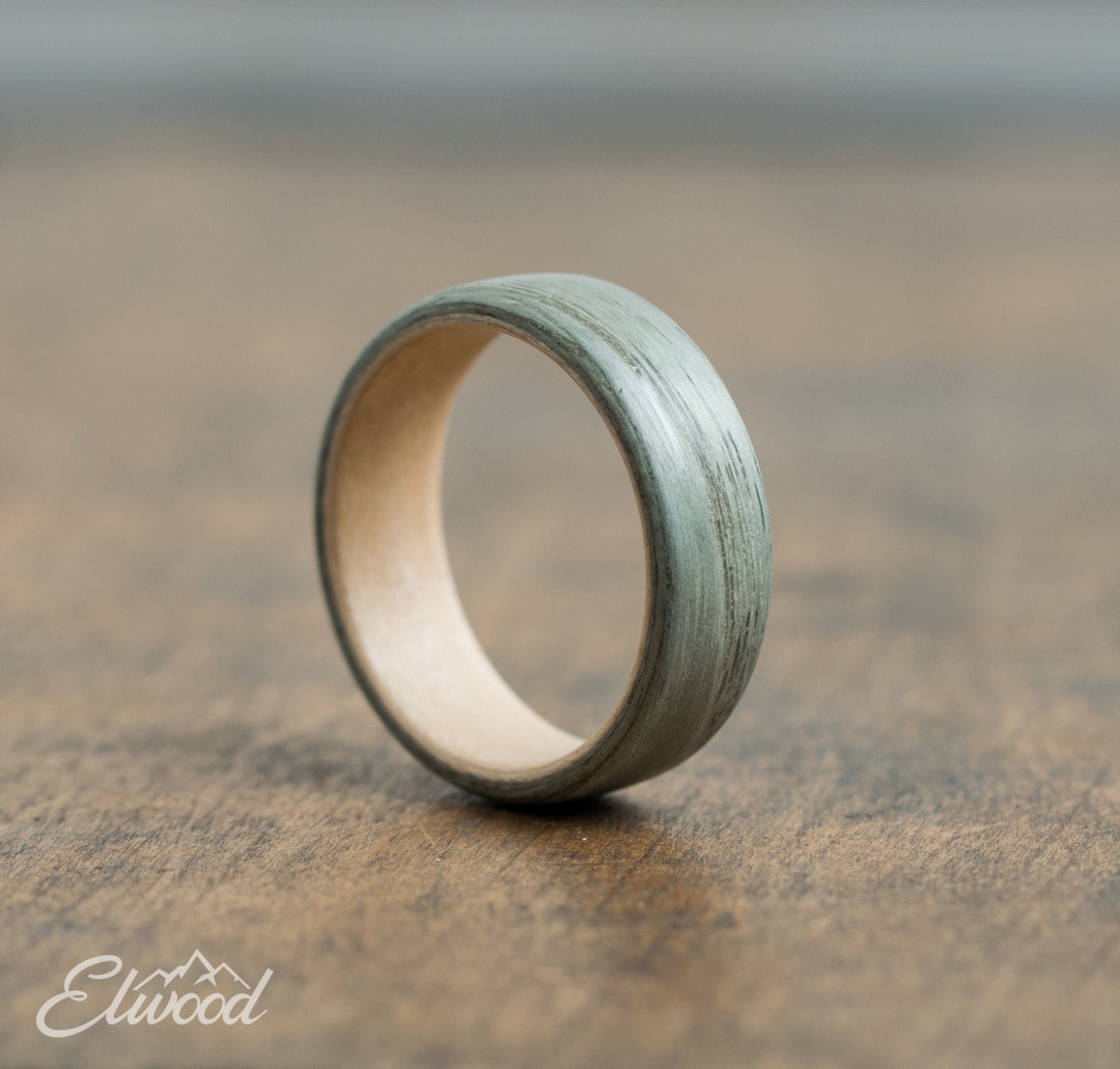 Maple & Green Ash Wood Ring: Matte Finish Wooden Band - Etsy