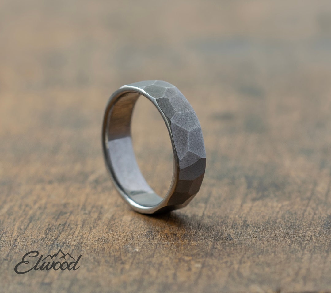 Faceted Titanium Ring - Modern Matte Finish - Men's Gray Band ...
