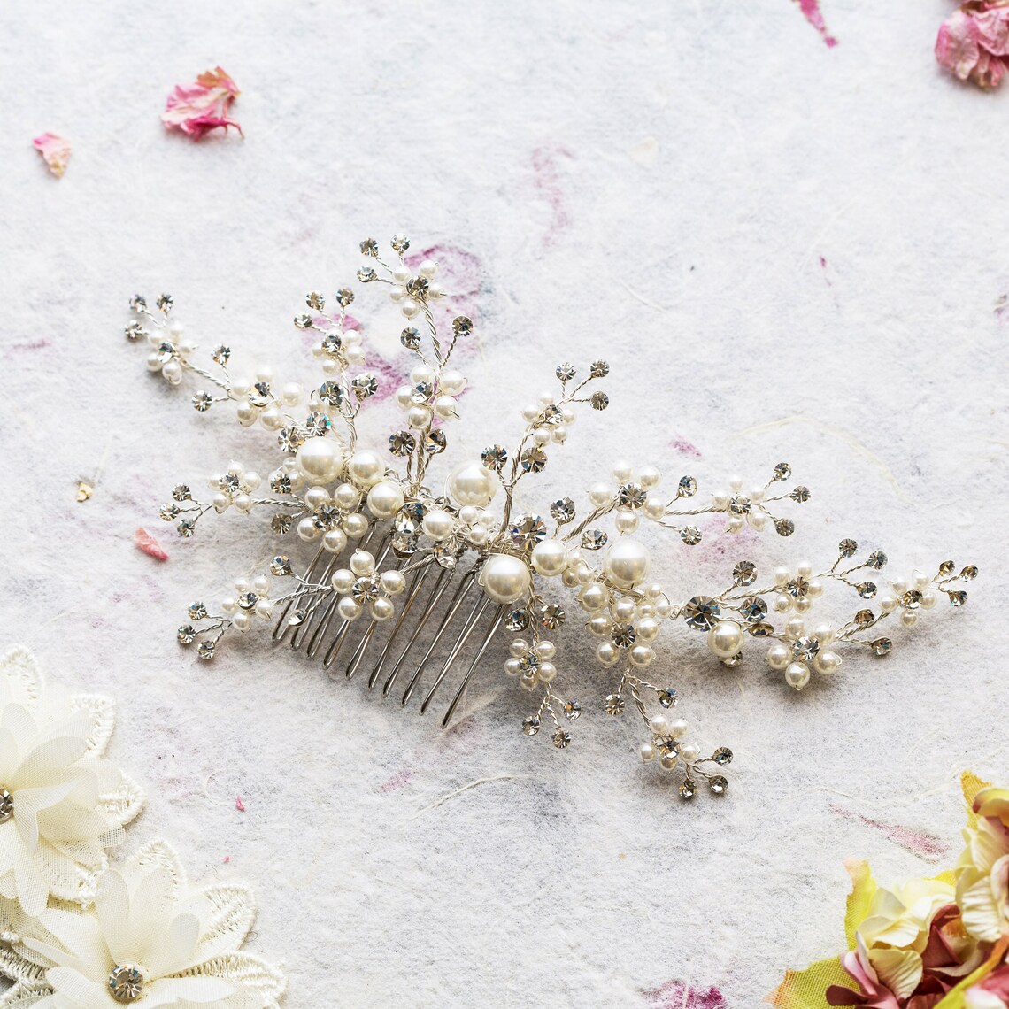Betsy Pearl and Crystal Hair Comb - Etsy
