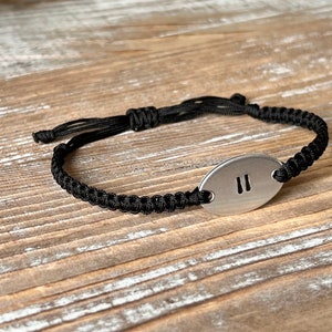 Pause | Hand Stamped | Adjustable Nylon Cord Bracelet | Lightweight ...