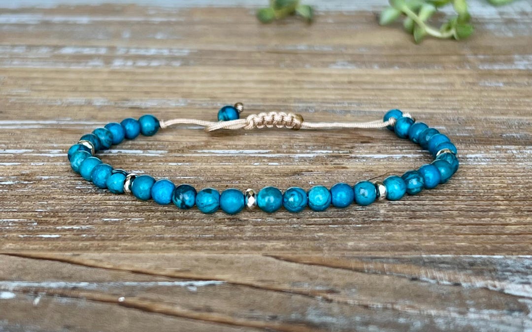 Beaded Blue Bracelet | Adjustable Bracelet | Add on Bracelet | Nylon ...