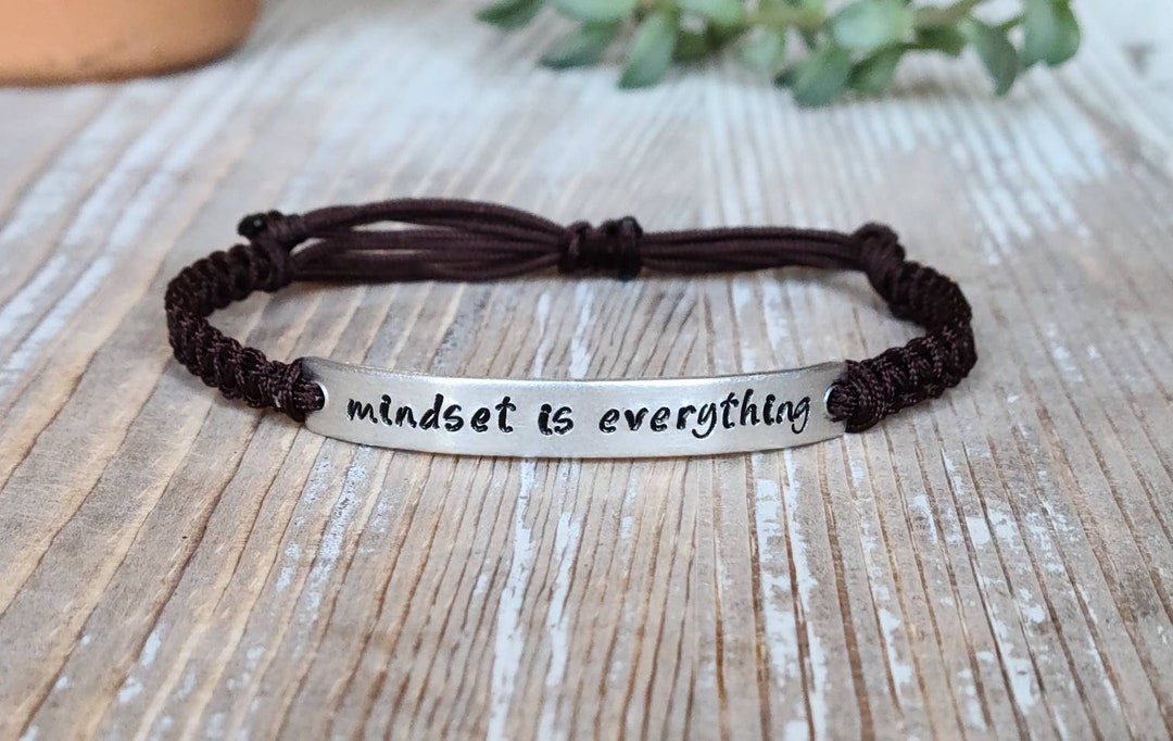 Mindset is Everything | Hand Stamped Bracelet | Adjustable Aluminum Bar ...