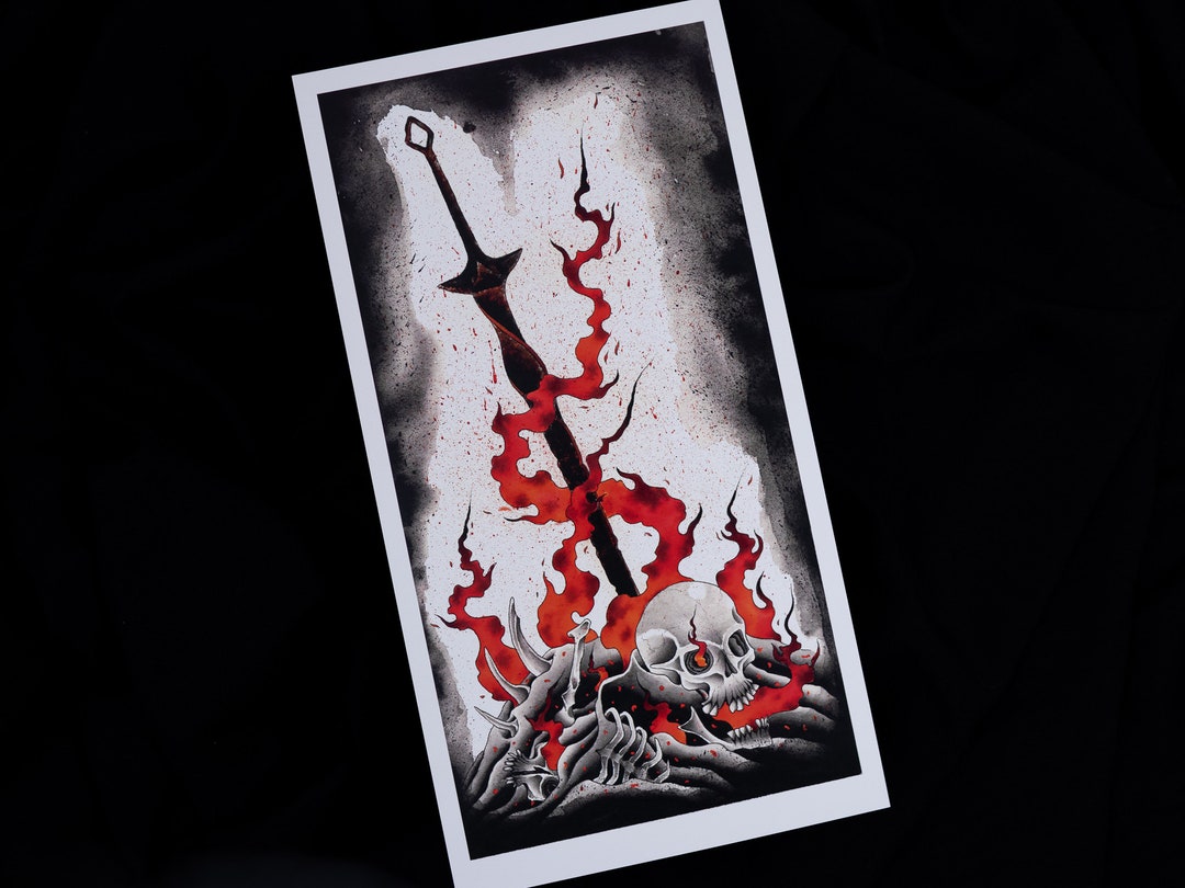 Art Print Bonfire 42x22, Watercolor and Ink Painting, Traditional Art ...