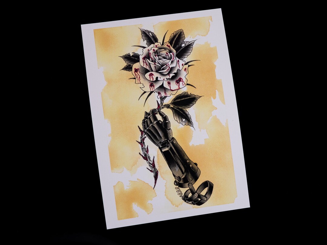 Art Print of Guts Prosthesis With a Rose 30x21, Watercolor and Ink ...