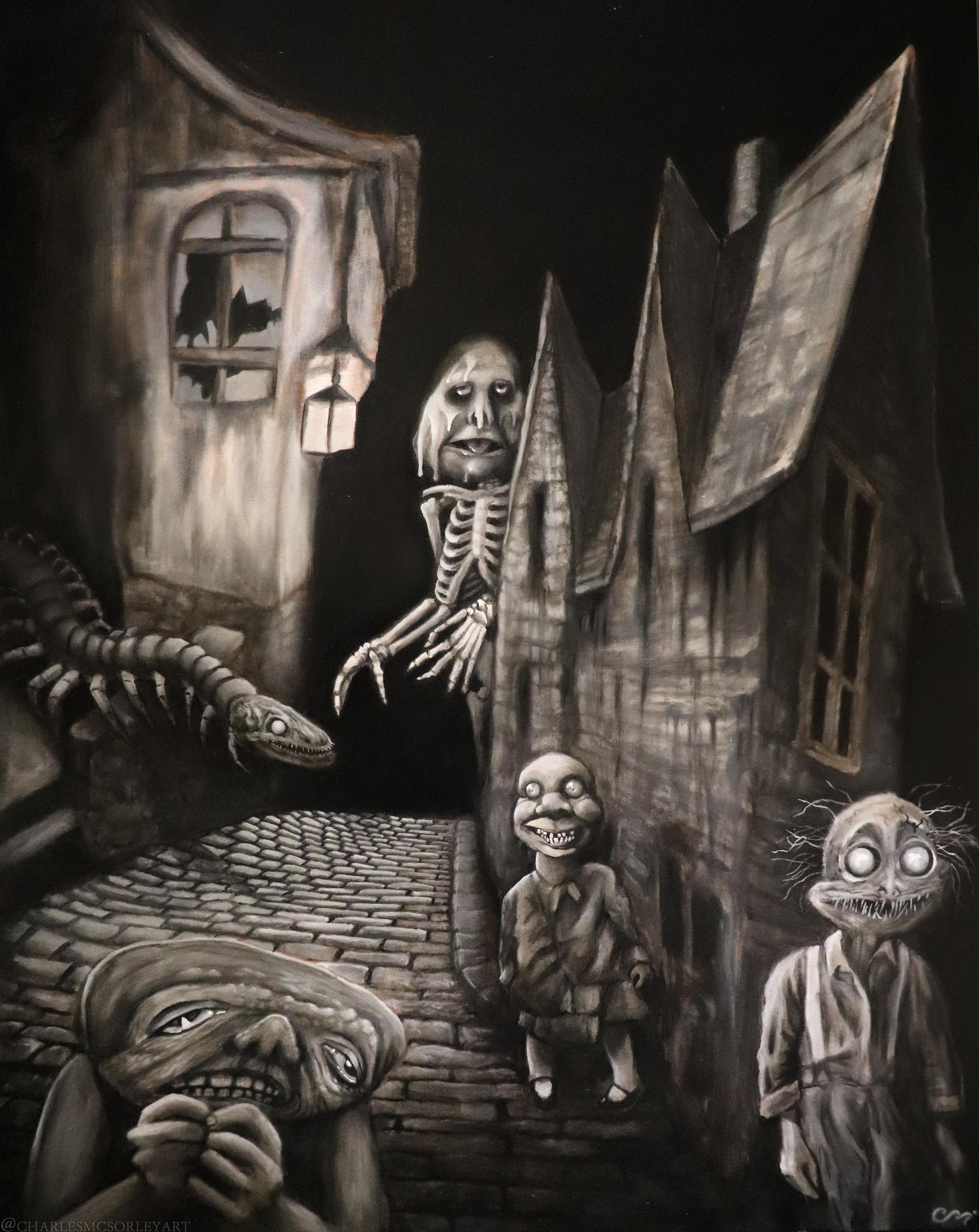 A Moonless Night - Dark Art, Surrealism, Macabre, Original Oil Painting ...