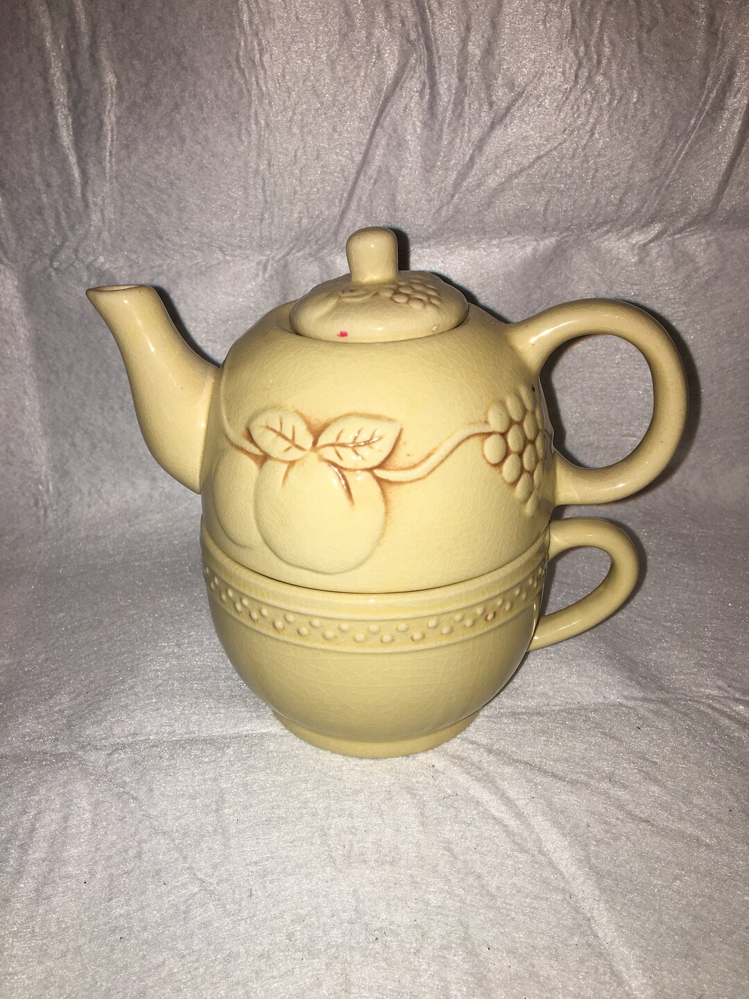 Vintage Stackable Teacup and Tea Pot - Etsy