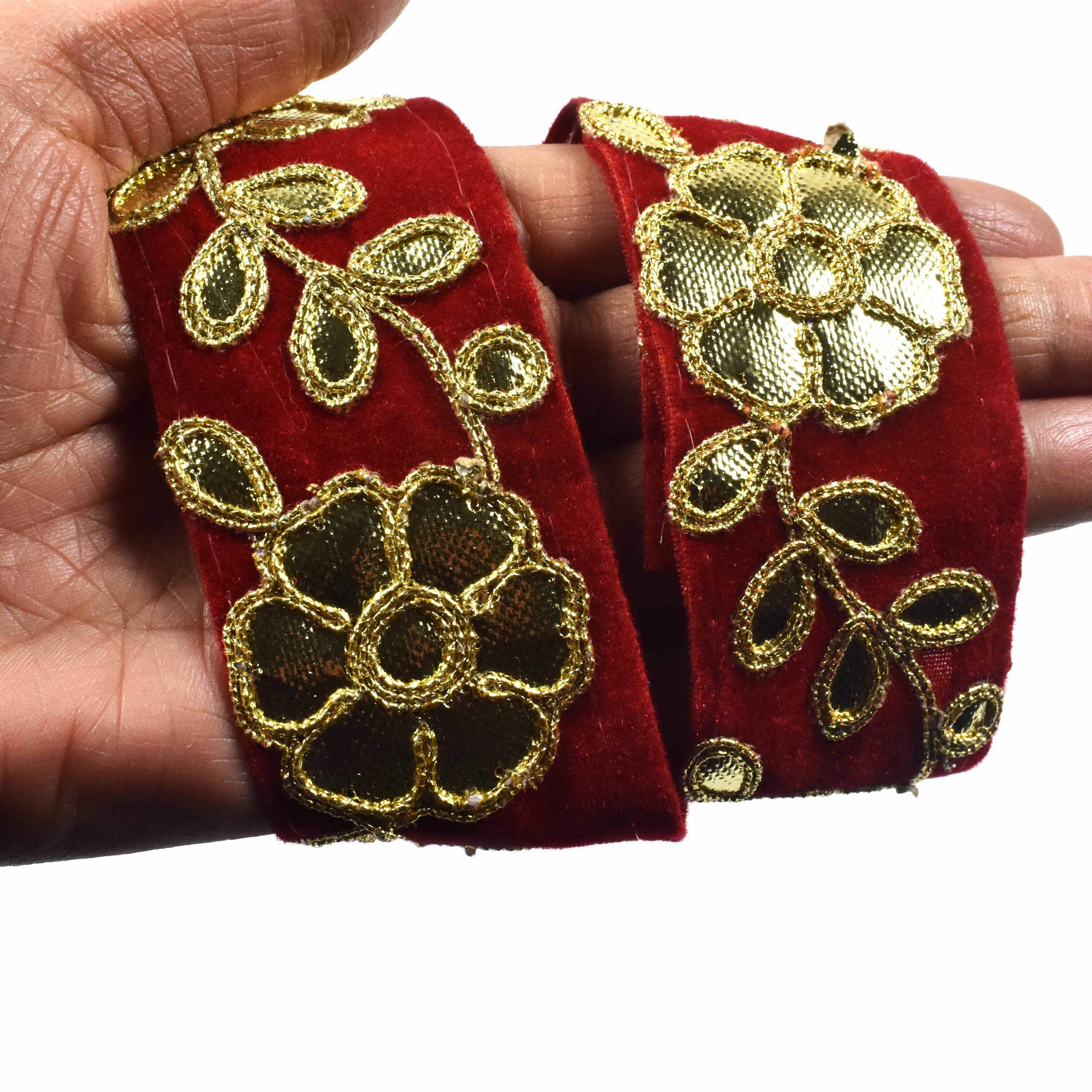 Gota Patti Lace, Indian Art, Decorative Trim by the Yard, Red Velvet ...