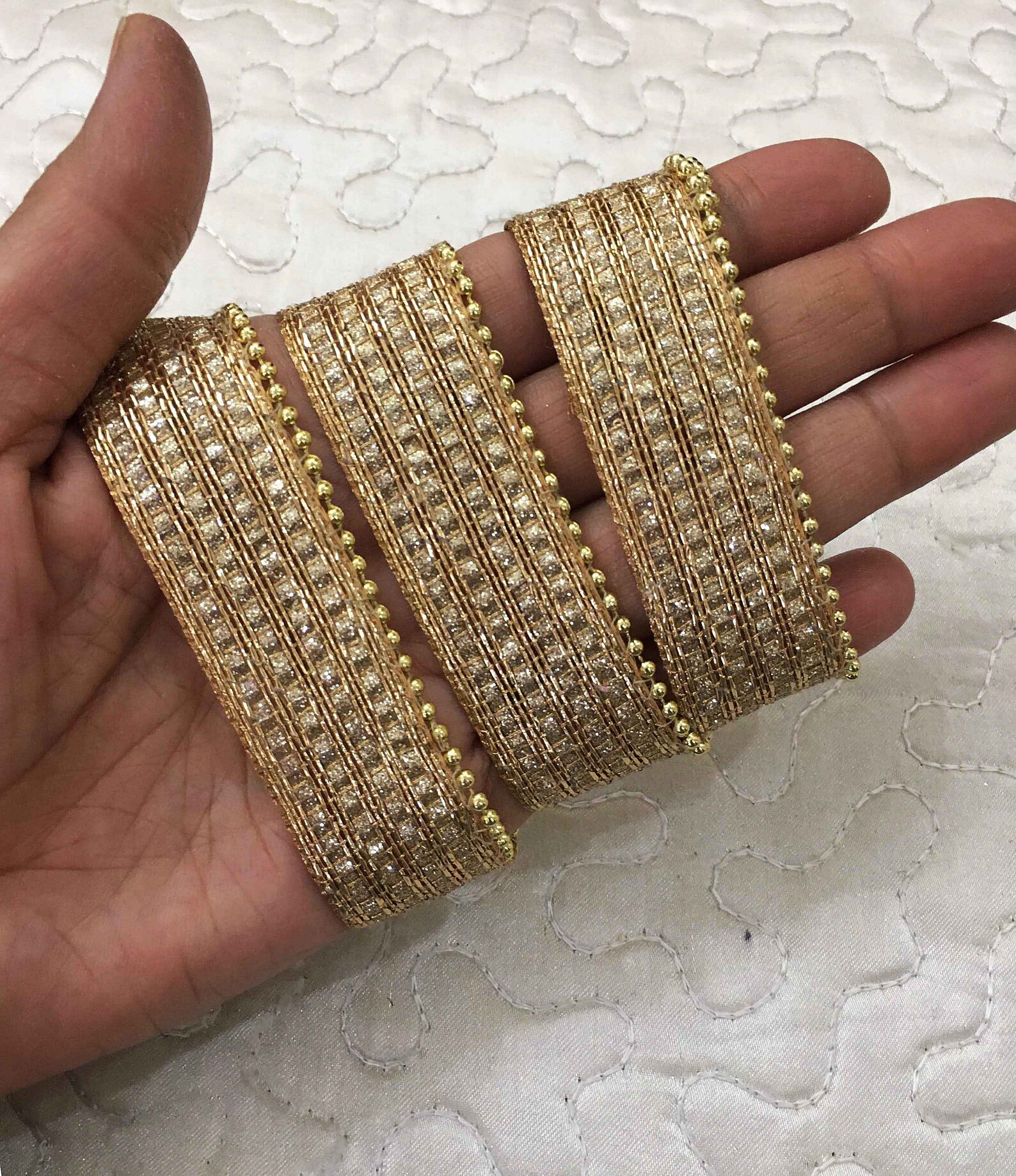 Beautiful Golden Moti Trim Fabric Lace Border craft Supply - Etsy