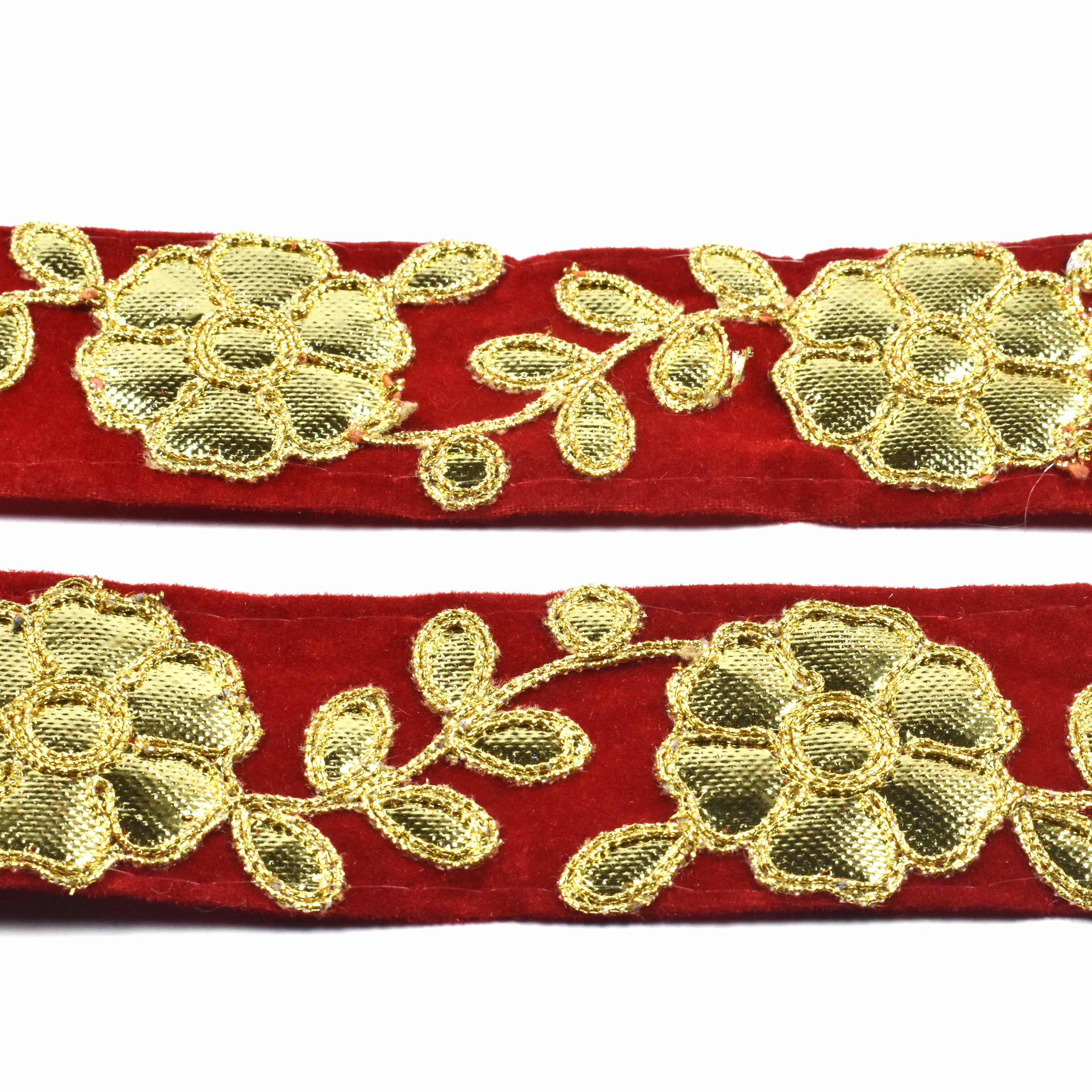 Gota Patti Lace, Indian Art, Decorative Trim by the Yard, Red Velvet ...