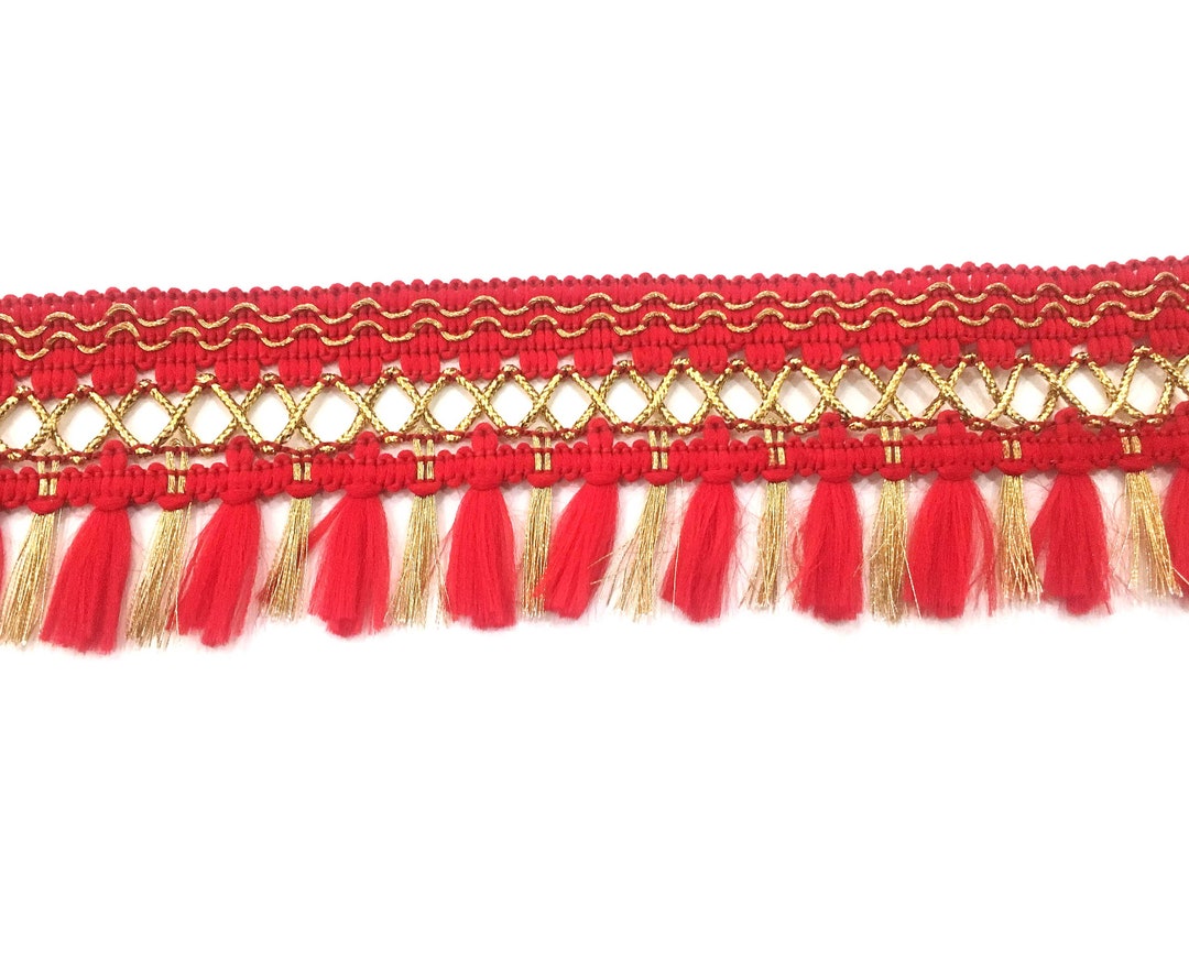 Red Fringe Trim, Tassle Fringe Trim, Indian Fringe Lace, Fancy ...