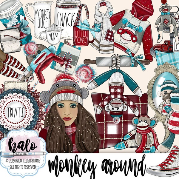 Sock Monkey Clip Art - Etsy