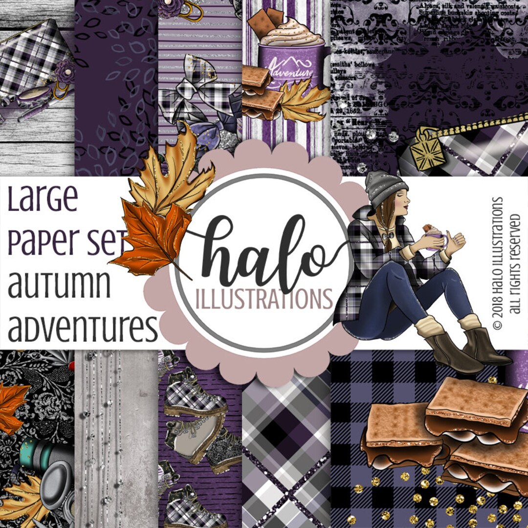 Autumn Digital Paper, Camping Digital Paper, Hiking Digital Paper ...