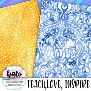 Teach Love Inspire Digital Paper Teacher Paper Pack School - Etsy